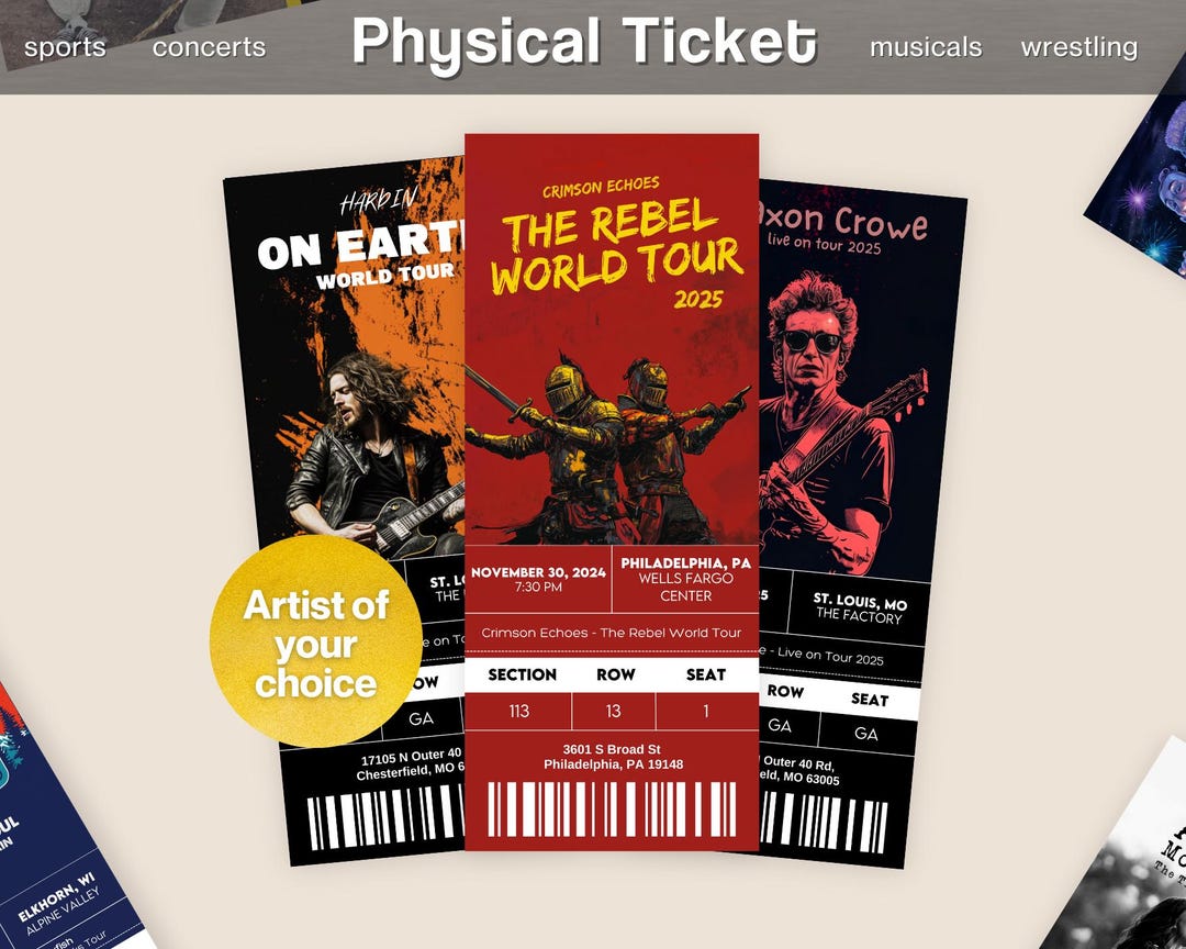 Physical Ticket Custom Personalized Laminated Concert Event Ticket ...
