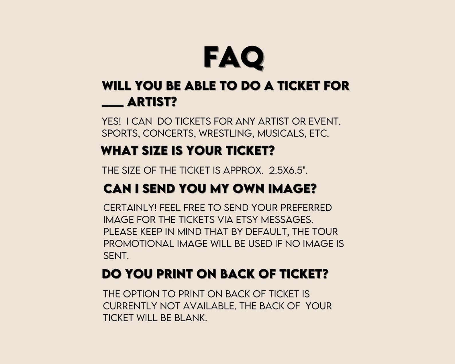 Physical Horizontal Ticket Custom Personalized Laminated Concert Ticket ...