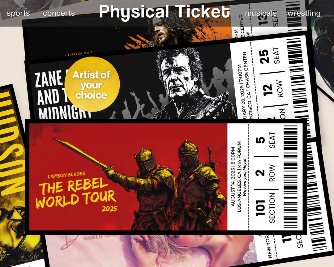 Physical Ticket Custom Personalized Laminated Concert Event Ticket ...