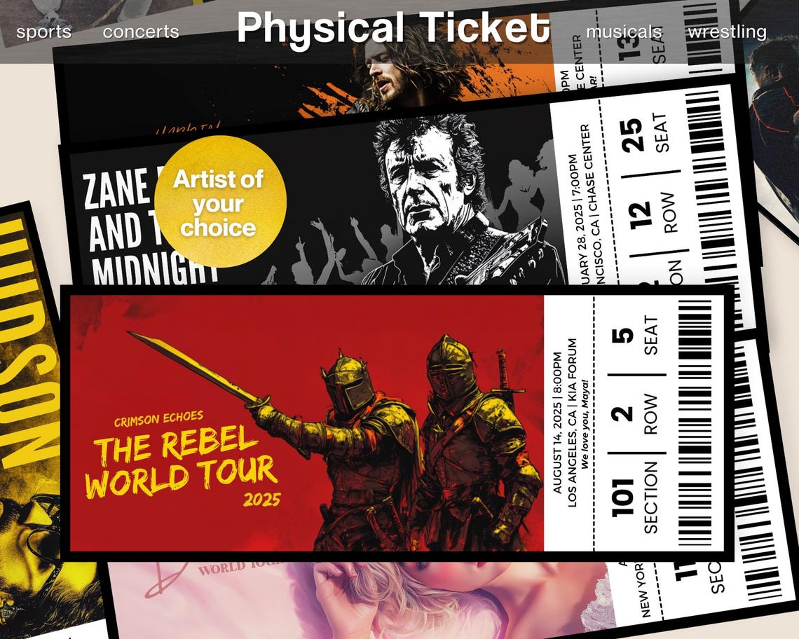 Custom Laminated Concert Ticket Souvenir, Personalized Event Keepsake ...