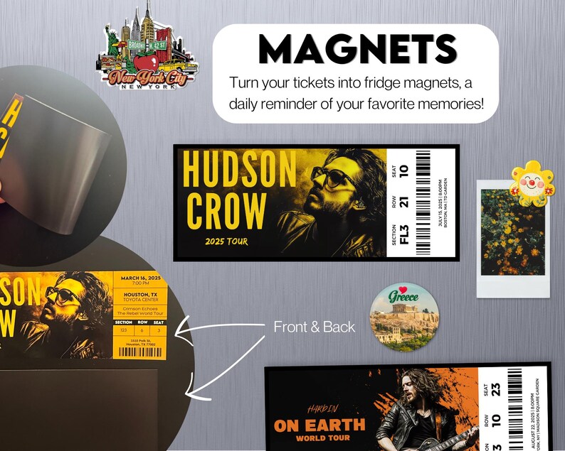Magnet Physical Horizontal Ticket Custom Personalized Concert Ticket ...