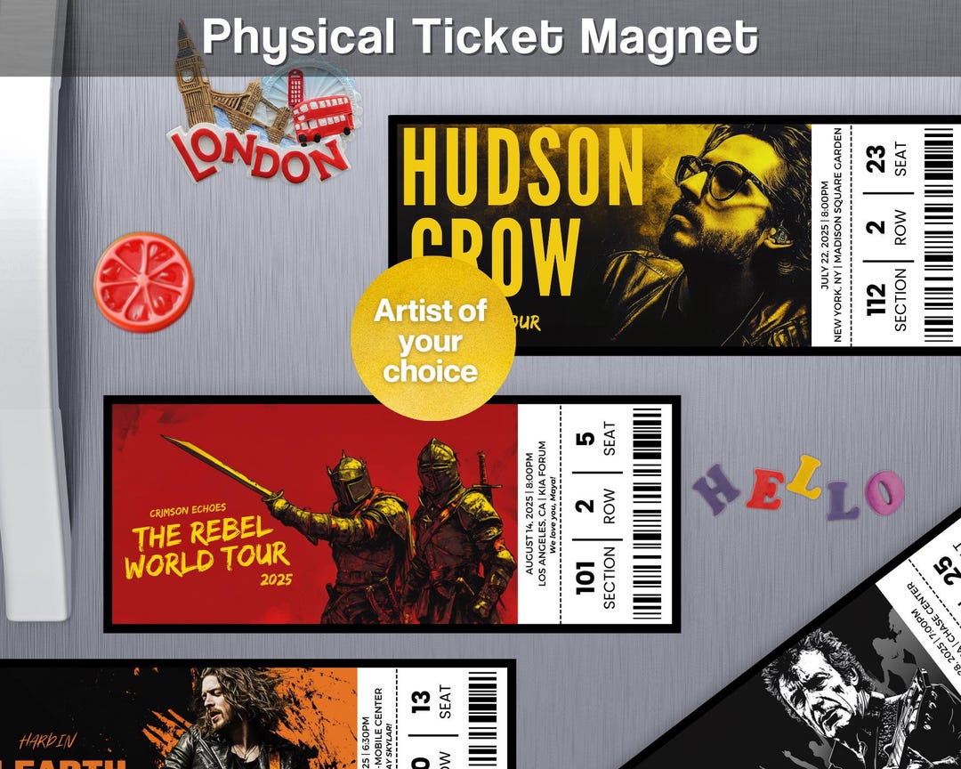 Magnet Physical Horizontal Ticket Custom Personalized Concert Ticket ...