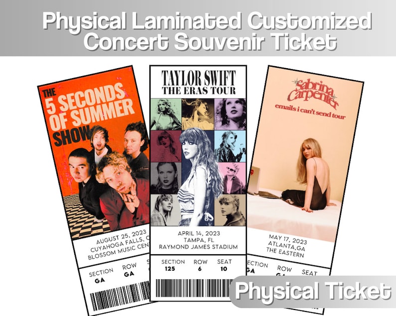 Physical Ticket Custom Personalized Laminated Concert Ticket - Etsy
