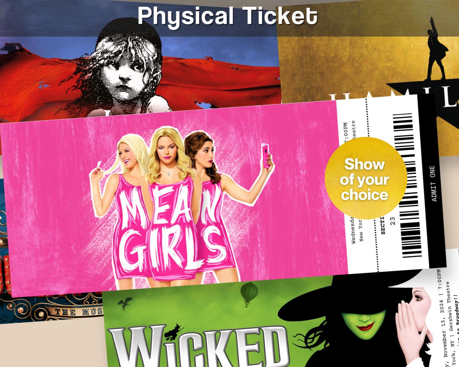 Physical Theatre Ticket Custom Personalized Laminated Broadway Event ...