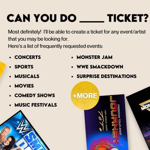 Physical Ticket Custom Personalized Laminated Concert Event Ticket ...