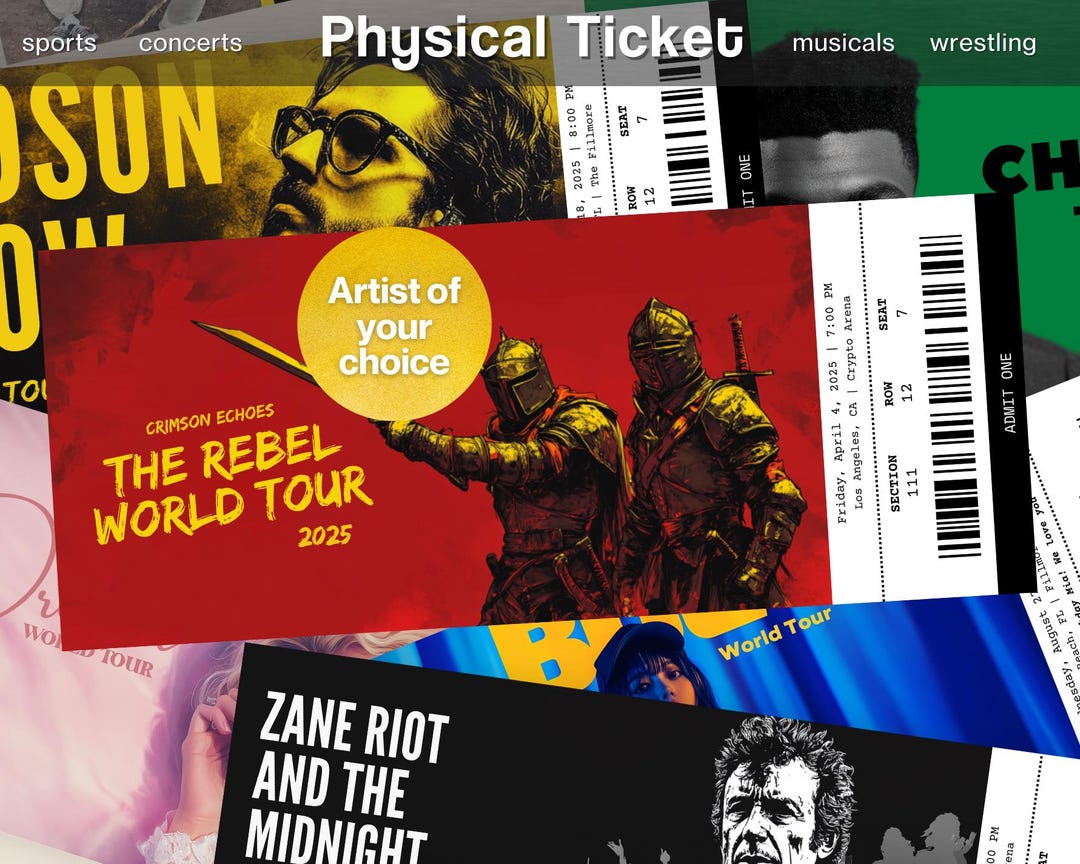 Physical Horizontal Ticket Custom Personalized Laminated Concert Ticket ...