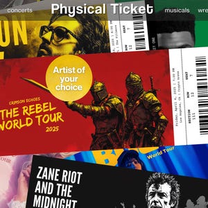 Physical Horizontal Ticket Custom Personalized Laminated Concert Ticket ...