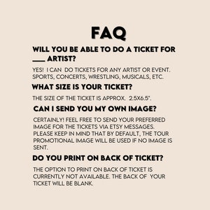 Physical Horizontal Ticket Custom Personalized Laminated Concert Ticket ...