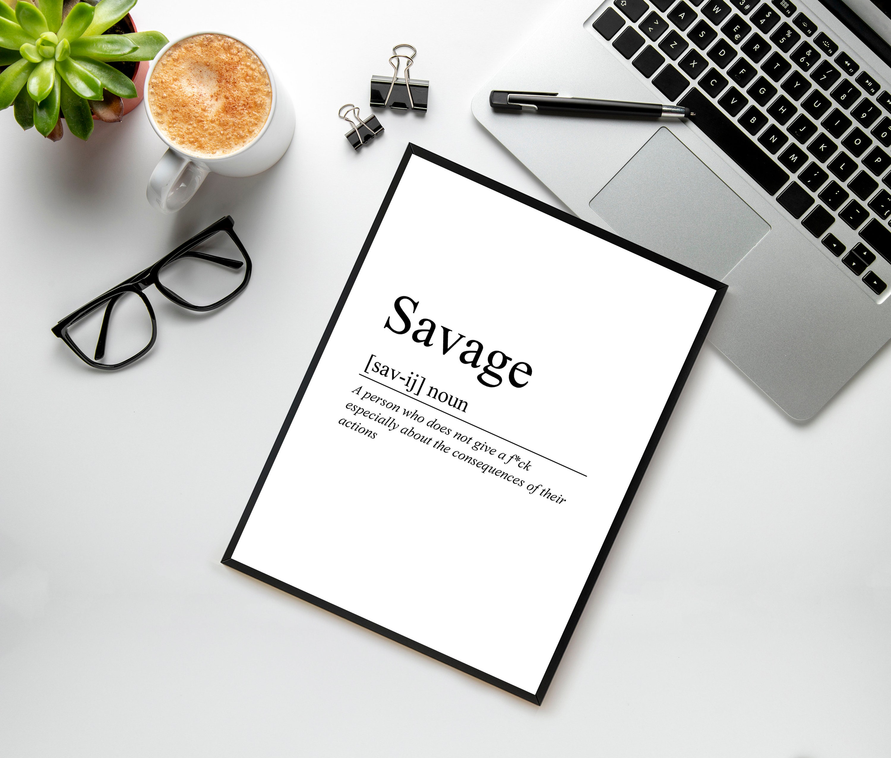 Framed Savage Gift Savage Definition Wall Art Wall Decor | Etsy UK