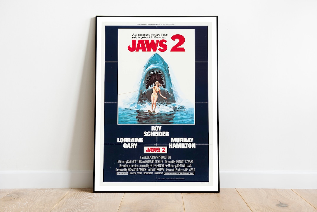 Framed JAWS 2 Poster, JAWS Movie Poster, Wall Art, Wall Decor, Poster ...