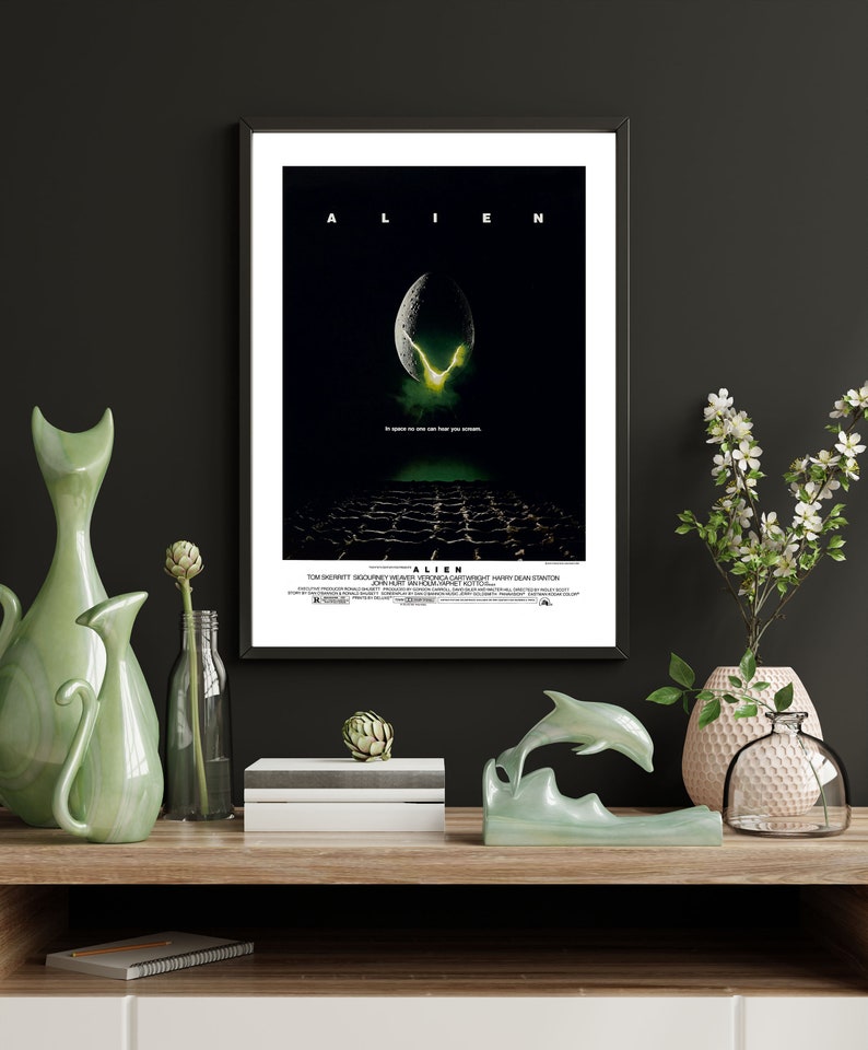 Framed Alien Movie Poster, Retro in Space No One Can Hear You Scream ...