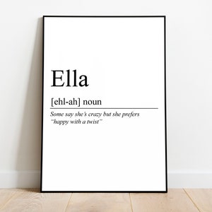 Framed Ella Gift, Ella Definition, Wall Art, Wall Decor, Poster, A4, A3 ...