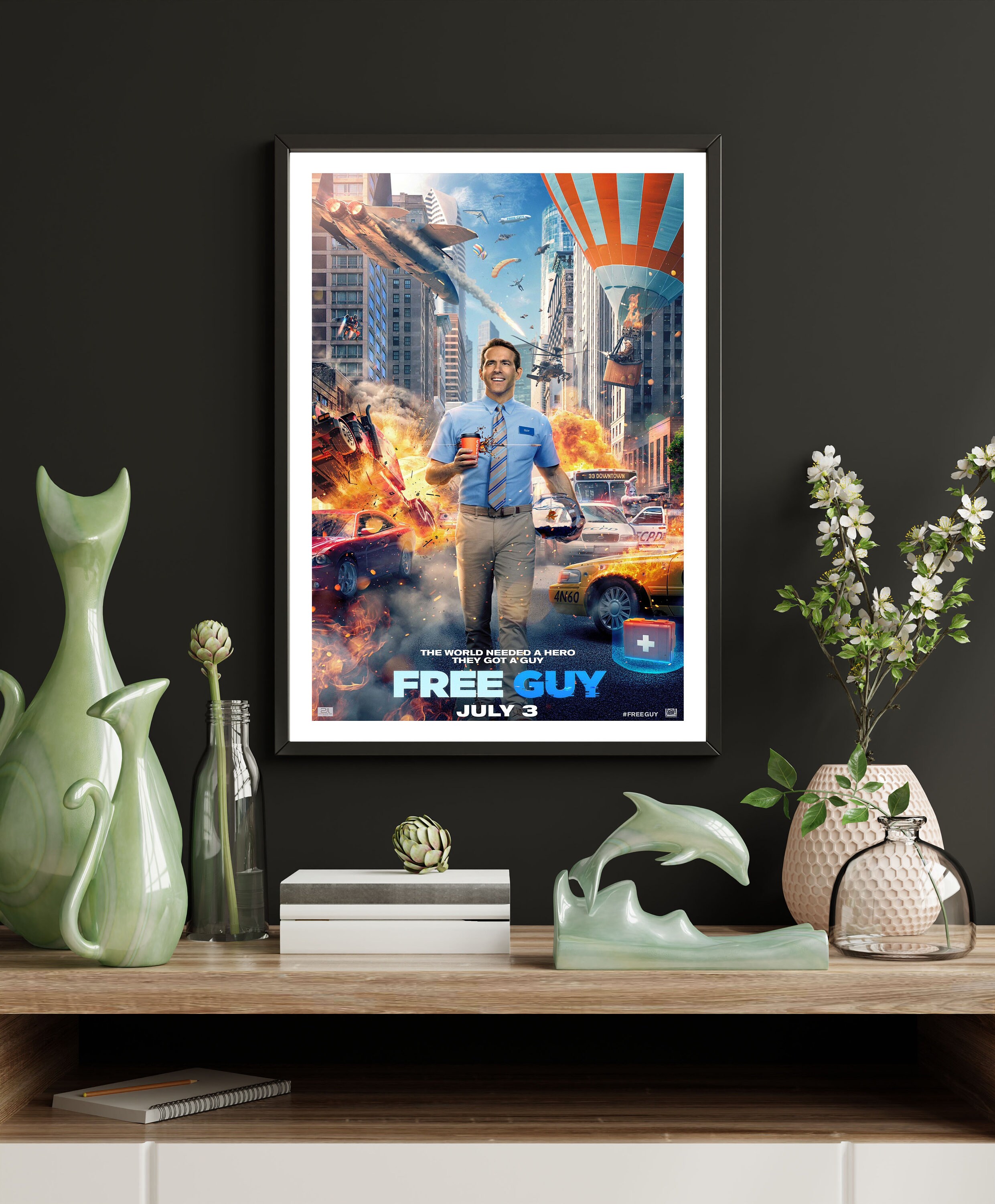 Framed Free Guy 2021 Movie Poster, Wall Art, Wall Decor, Poster, A4, A3 ...