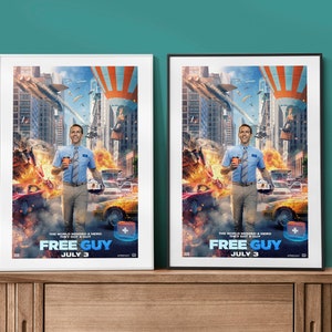 Framed Free Guy 2021 Movie Poster, Wall Art, Wall Decor, Poster, A4, A3 ...