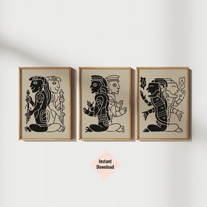 Mayan Art Prints Set of 3 Aztec Art Decor Instant Download - Etsy