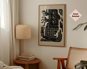 Aztec Carving Museum Poster, Aztec Wall Decor, Pre-columbian ...