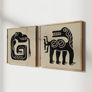 Mayan Art, 20x20 Posters, Set of 9 Square Prints, Aztec Wall Decor ...