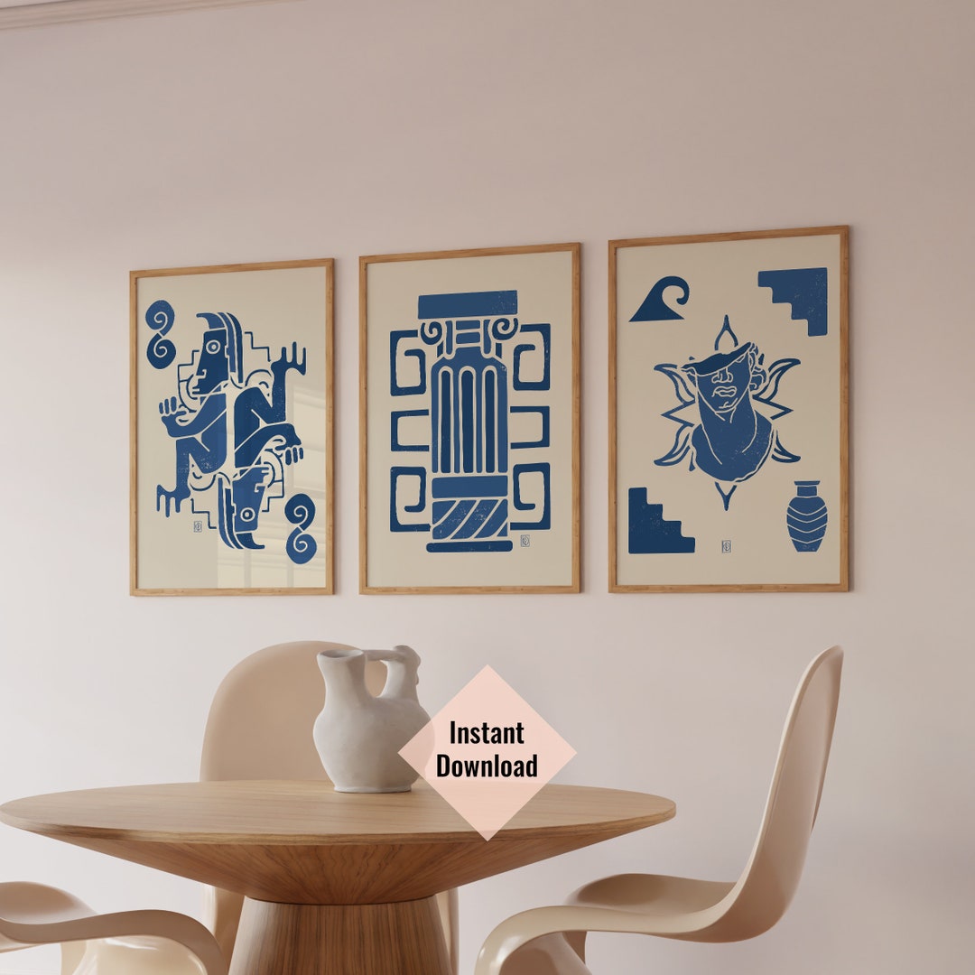 Print Set of 3 Greek Wall Art, Instant Download, Printable Greece ...