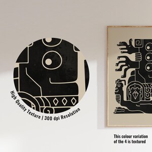 Mesoamerican Aztec Wall Art, Mayan Inspired Hand Drawn Poster, Boho ...