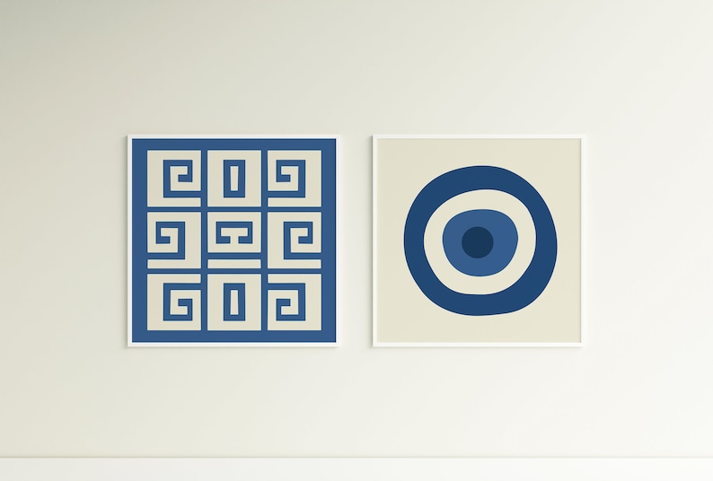 Greek Art, Set of 9 Square Prints, Cycladic Wall Decor, Instant ...