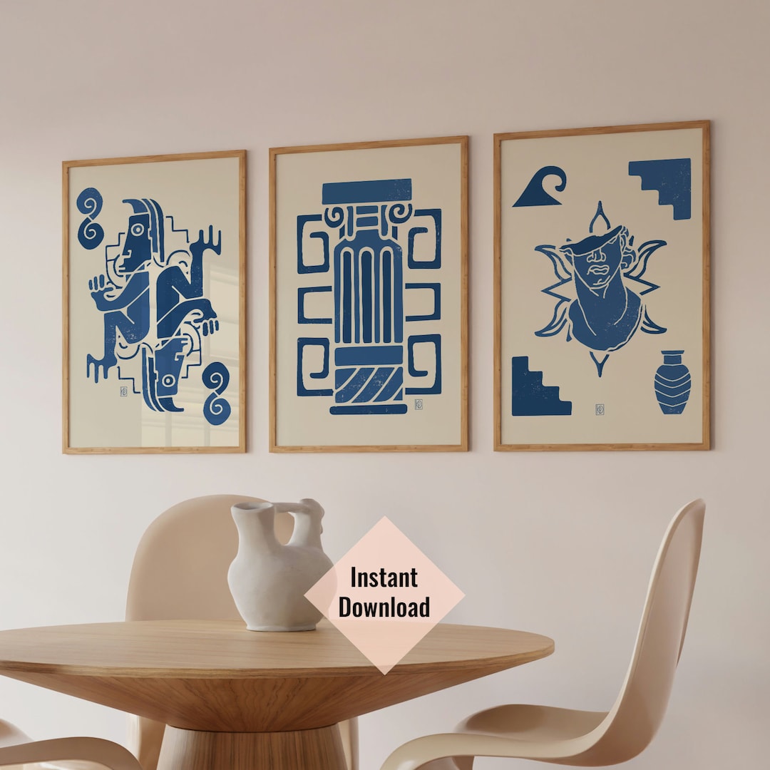 Print Set of 3 Greek Wall Art, Instant Download, Printable Greece ...