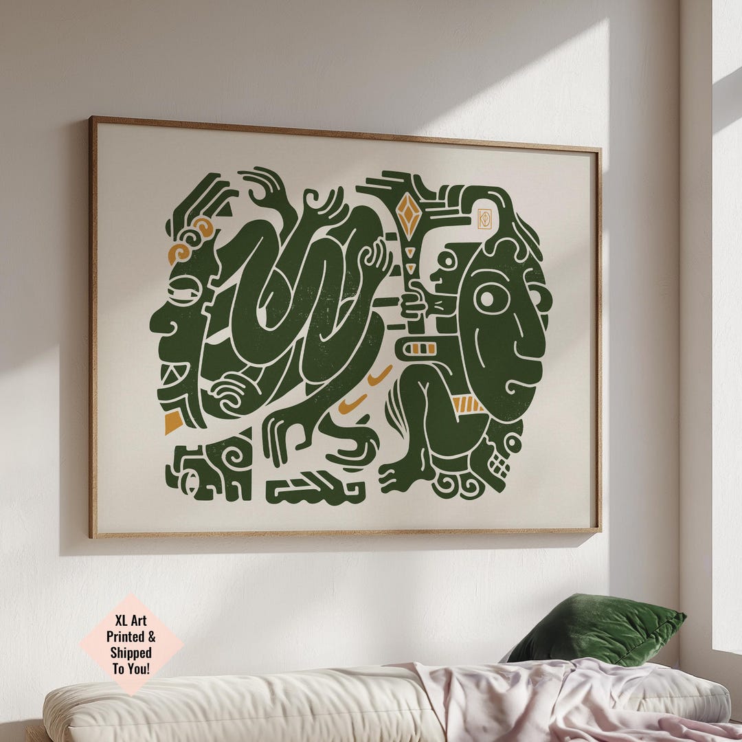 Extra Large Aztec Wall Art, Above the Bed Artwork, Southwestern Decor ...