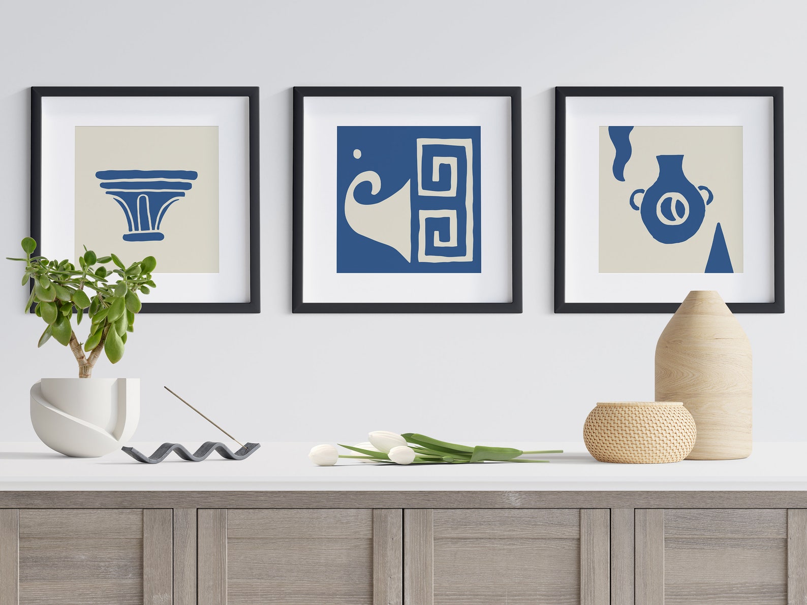 Greek Art, Set of 9 Square Prints, Cycladic Wall Decor, Instant ...