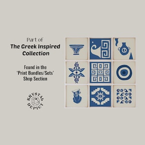Greek Square Set of 3 Prints, Greece Art Downloadable Prints, Blue Wall ...