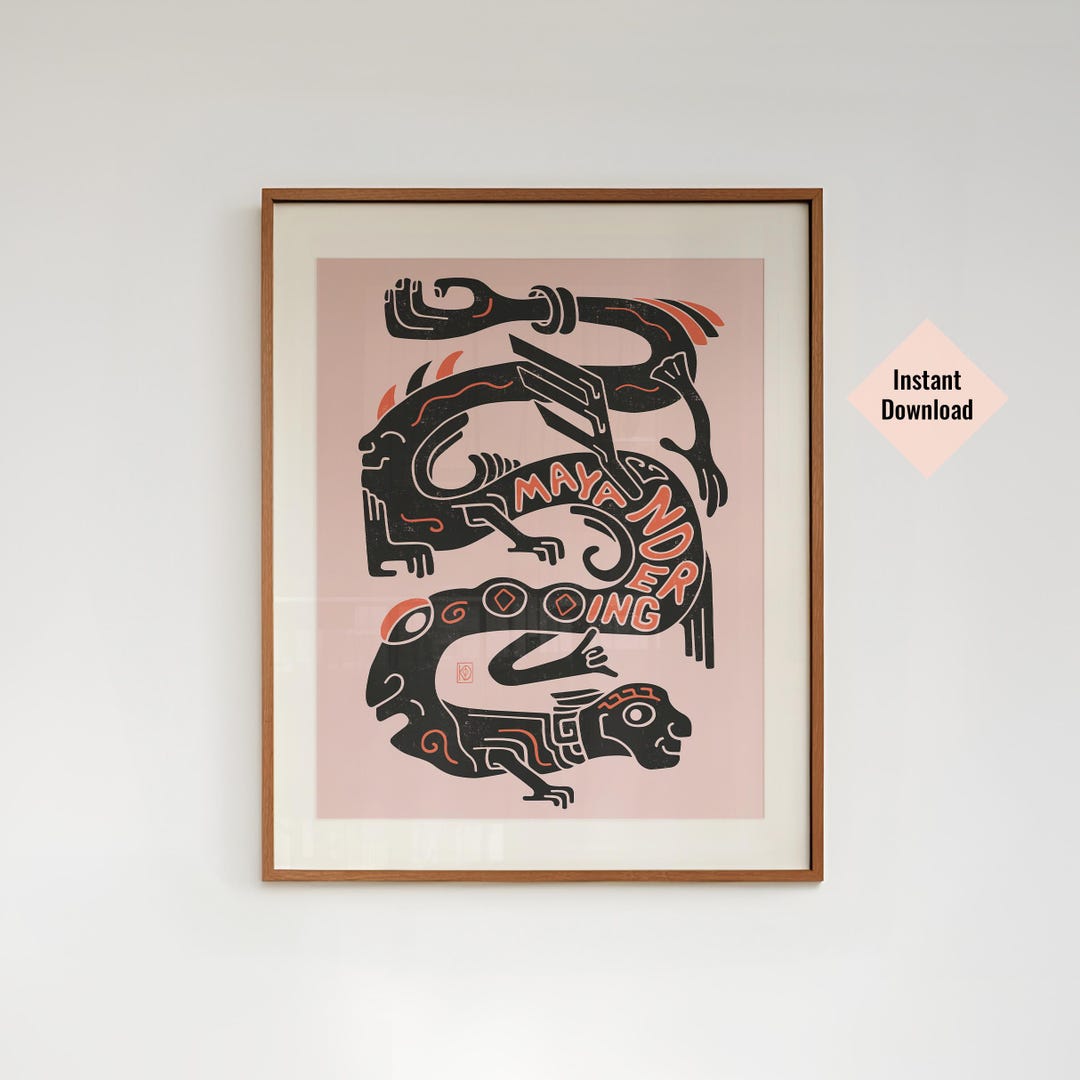 Abstract Mayan Wall Art, Instant Download Print, Aztec Illustration ...