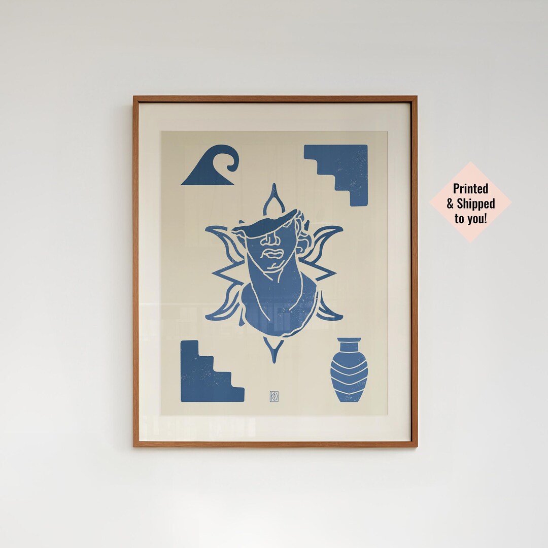 Greece Inspired Art Print, Cycladic Room Decor, Santorini Aesthetic ...