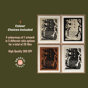 Mesoamerican Aztec Wall Art, Mayan Inspired Hand Drawn Poster, Boho ...