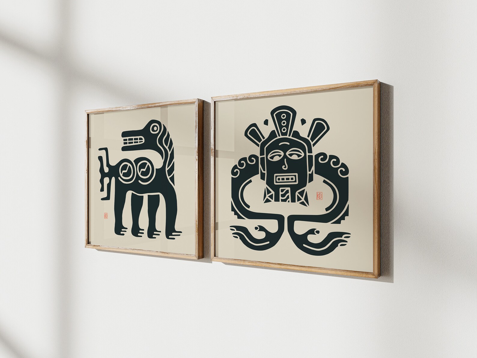 Set of 3 Square Mayan Prints, Abstract Art, Southwestern Decor, Mexican ...