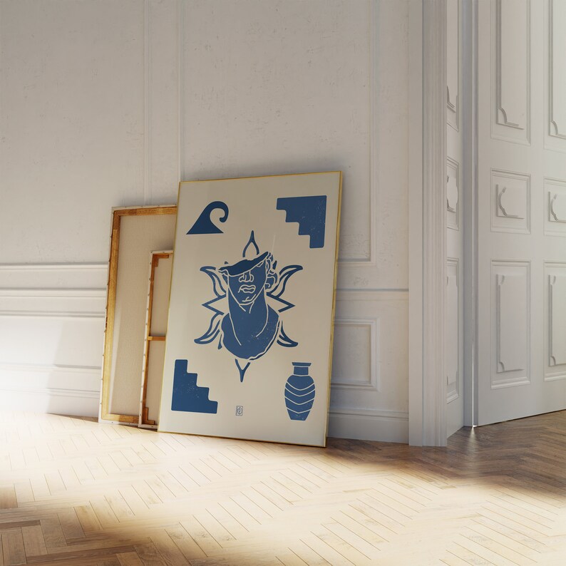 Greece Inspired Art Print, Cycladic Room Decor, Santorini Aesthetic ...