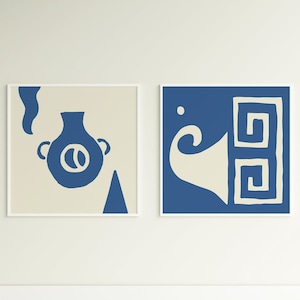 Greek Square Set of 3 Prints, Greece Art Downloadable Prints, Blue Wall ...