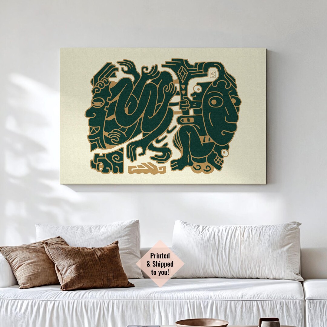 Aztec Mayan Art Canvas Print, Southwestern Decor, Indigenous Mexican ...
