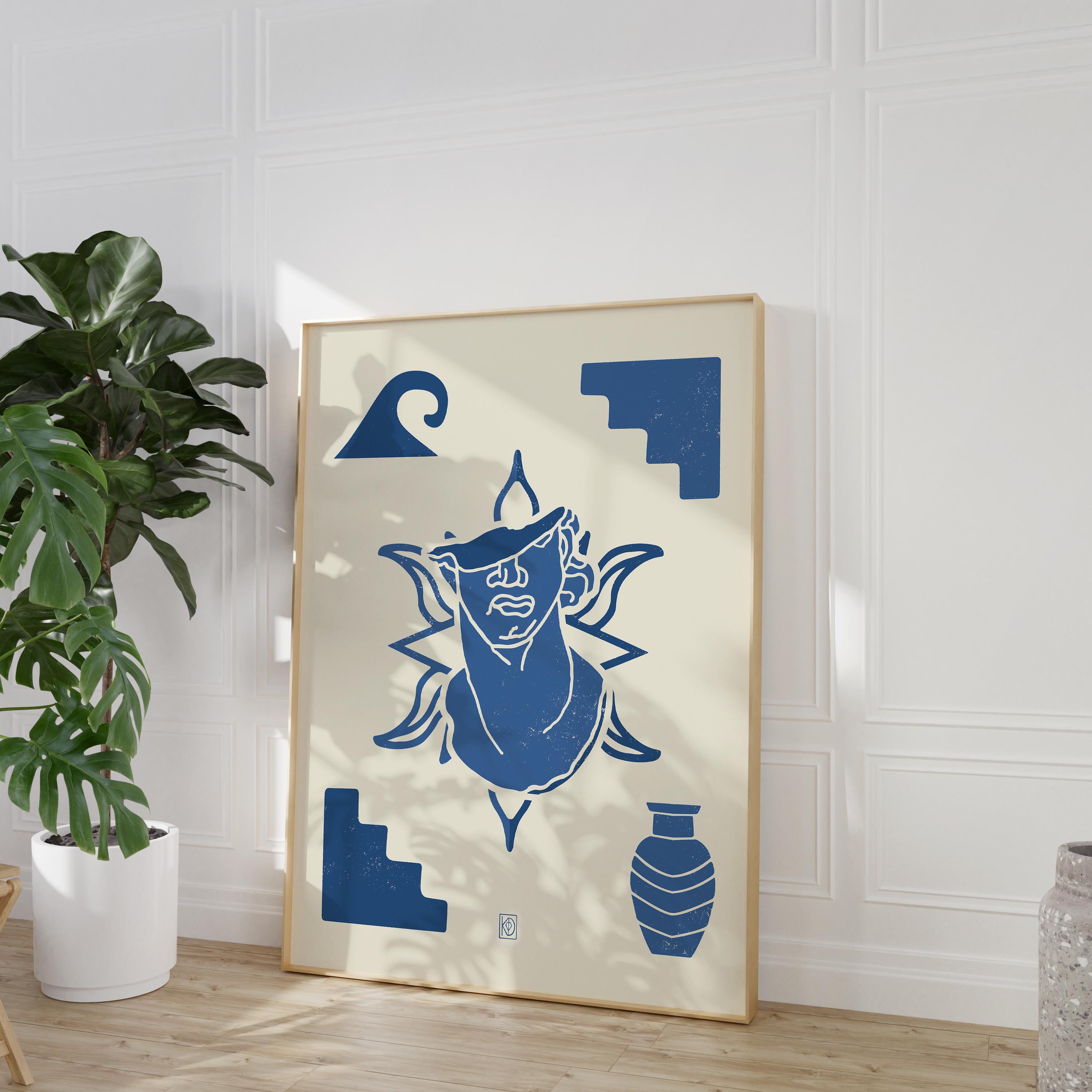 Greece Inspired Art Print, Cycladic Room Decor, Santorini Aesthetic ...