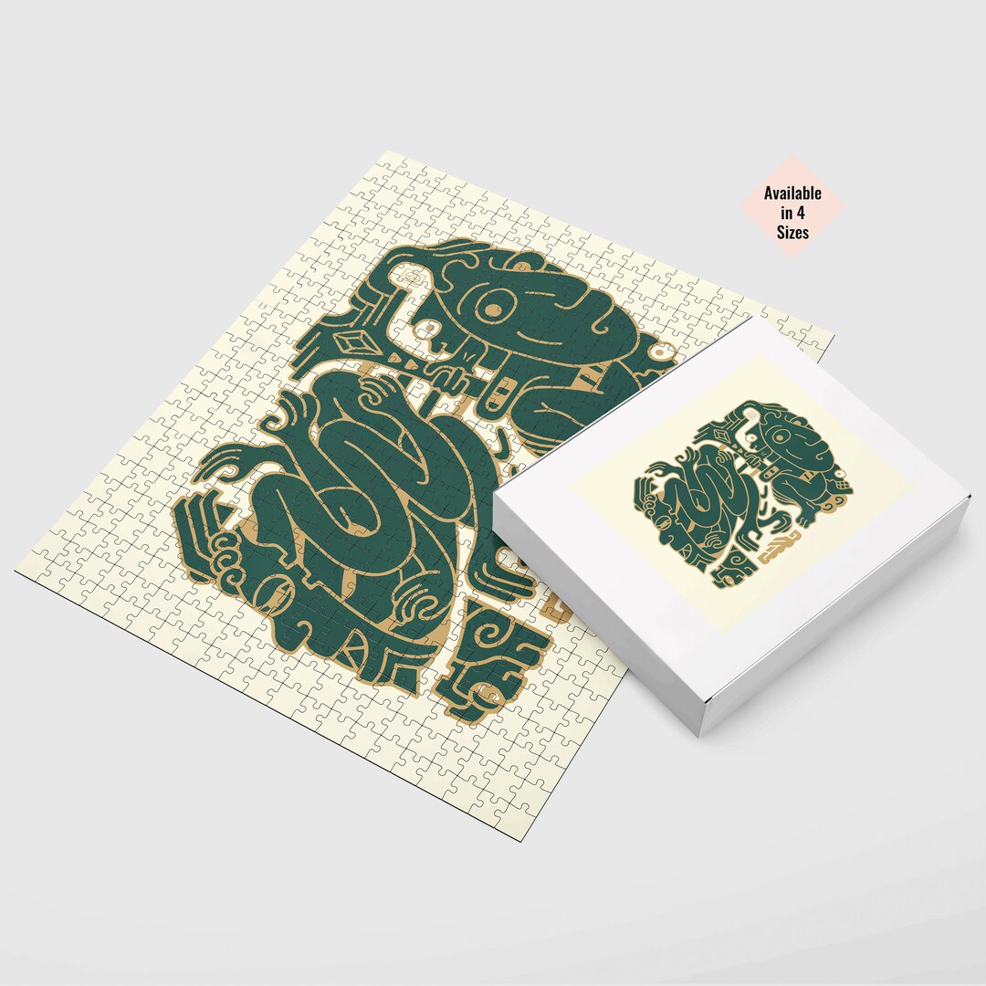 Pre-columbian Jigsaw Puzzle, Mexican Inspired Art, Illustrated Board ...