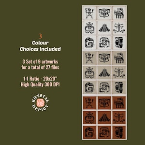 Mayan Art, 20x20 Posters, Set of 9 Square Prints, Aztec Wall Decor ...