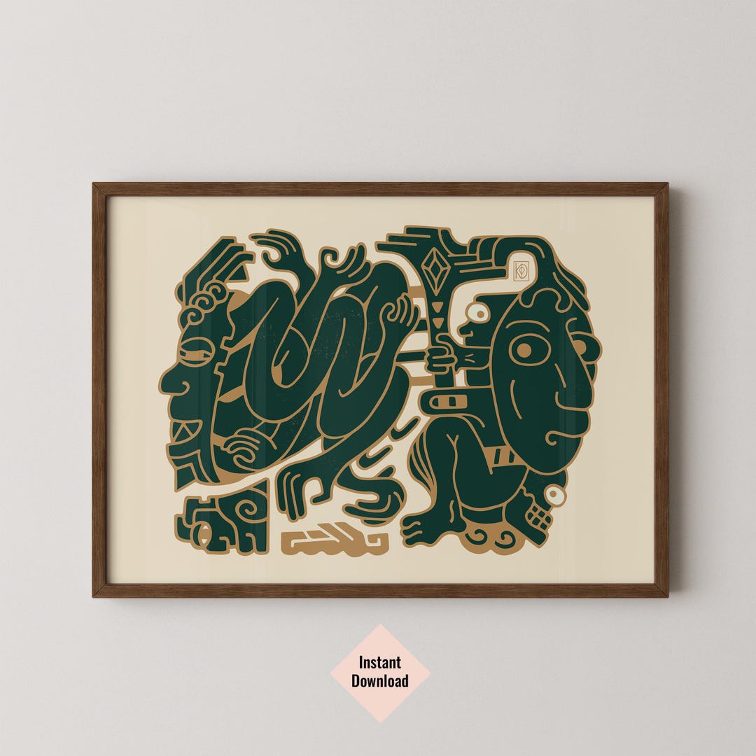 Printable Mayan Art Print, Traditional Style Decor, Mesoamerican Wall ...