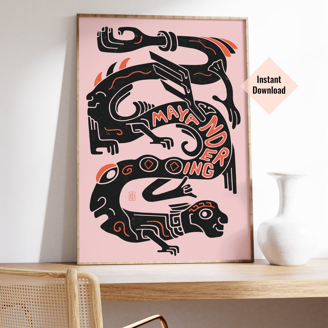 Abstract Mayan Wall Art, Instant Download Print, Aztec Illustration ...