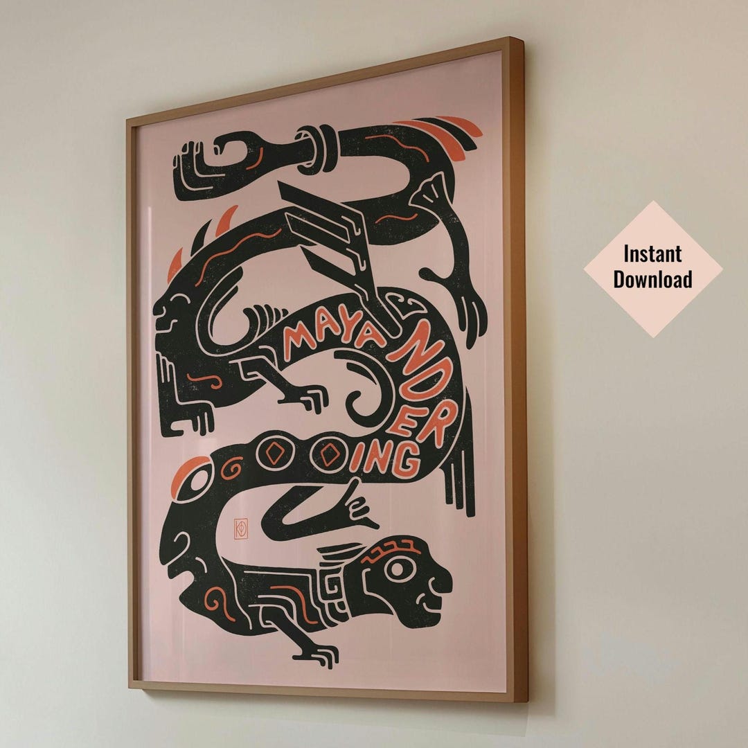 Abstract Mayan Wall Art, Instant Download Print, Aztec Illustration ...