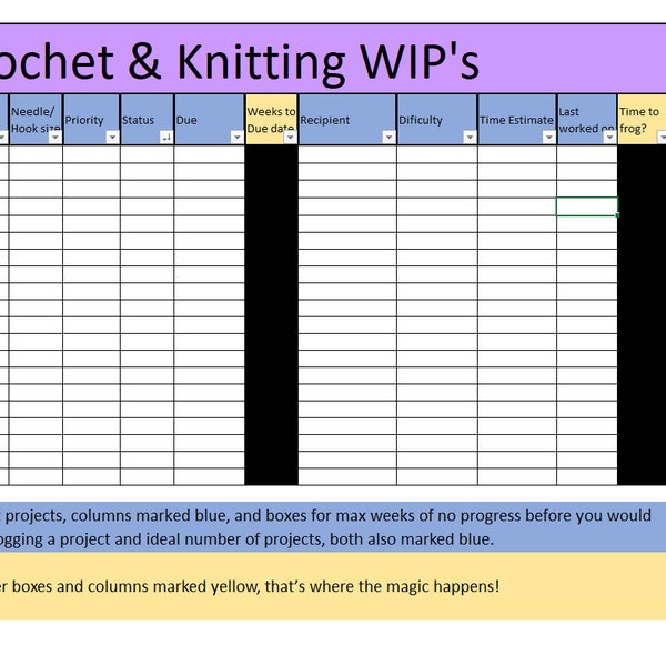 Crochet Spreadsheet - Etsy
