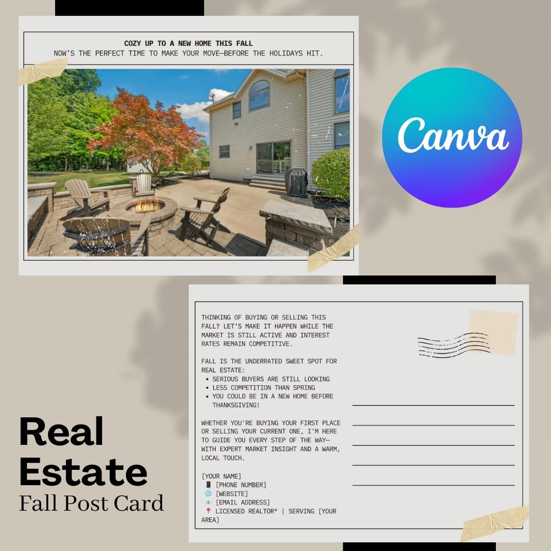 Fall Real Estate Postcard Template: Canva Editable (digital Download ...