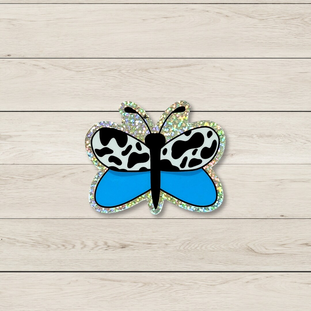 Glitter Cow Print Teal Butterfly Laptop iPad Phone Sketchbook Decal ...
