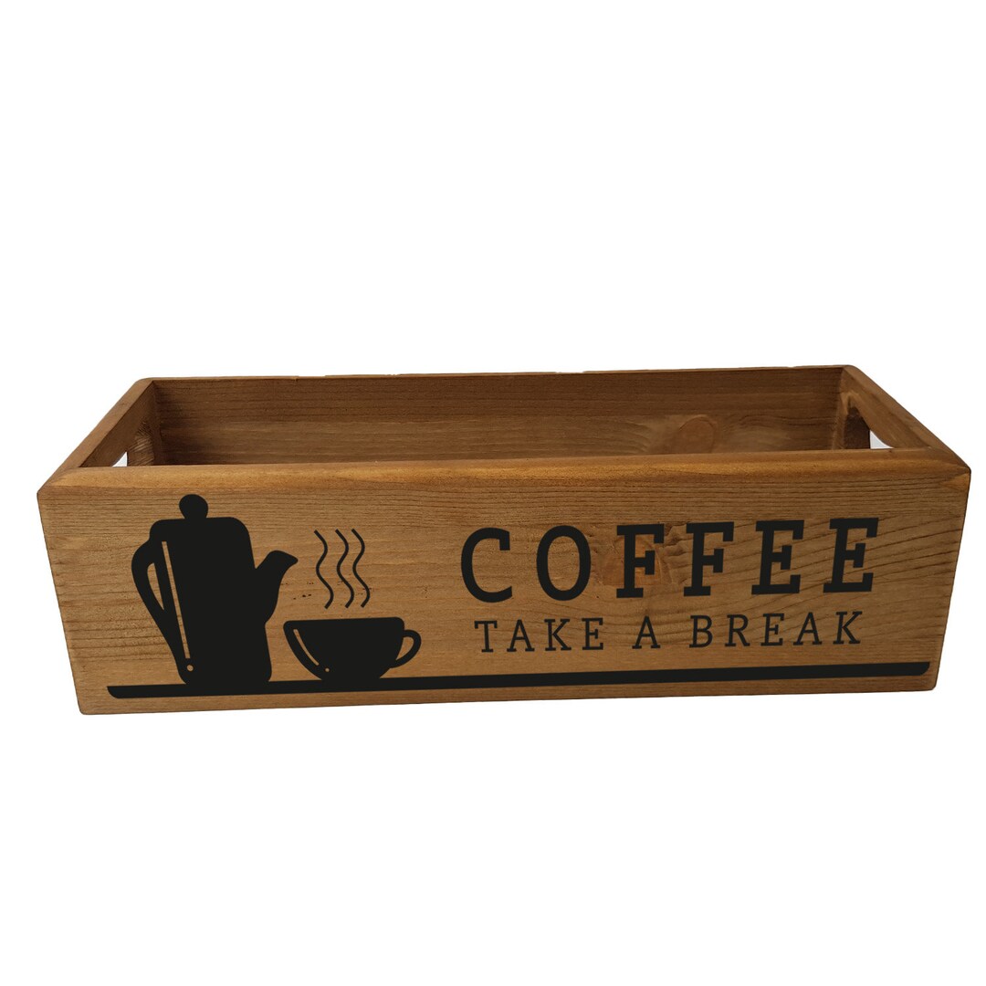 Rustic Coffee Station Organizer Handmade Wooden Box for K Cups, Syrup ...