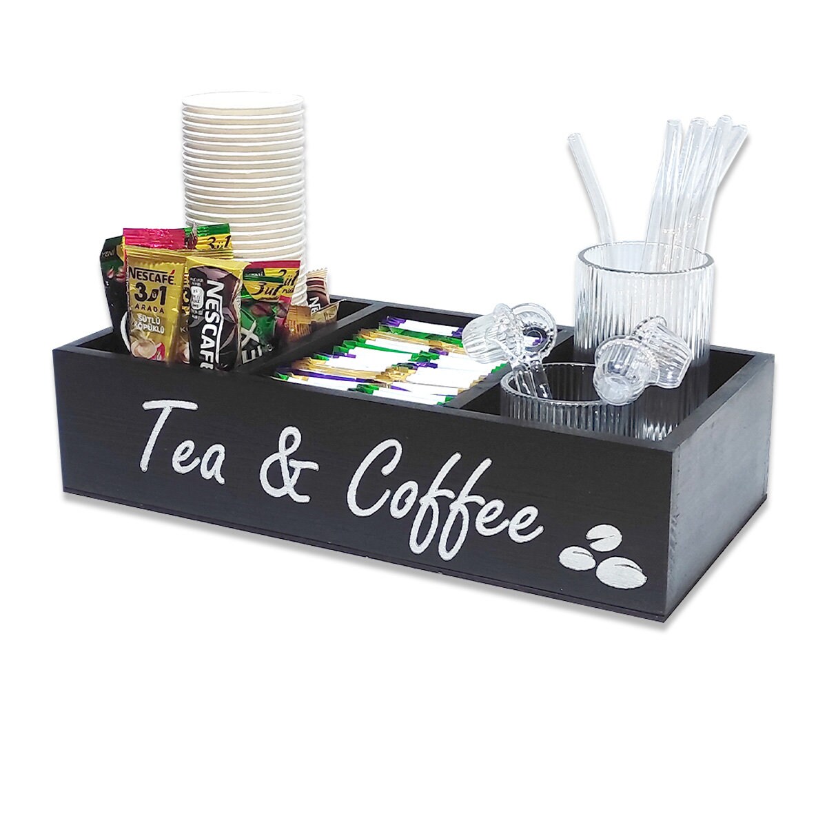 Wooden Coffe Corner Organizer. Coffee Box, Coffee and Tea Storage ...