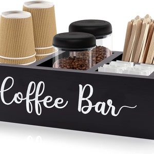 Personilzed Wooden Tea Bar Organizer. Coffee Bar Tea Box, Coffee, Syrup ...