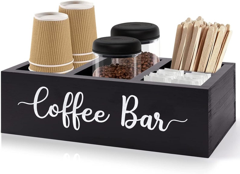 Personilzed Wooden Tea Bar Organizer. Coffee Bar Tea Box, Coffee, Syrup ...