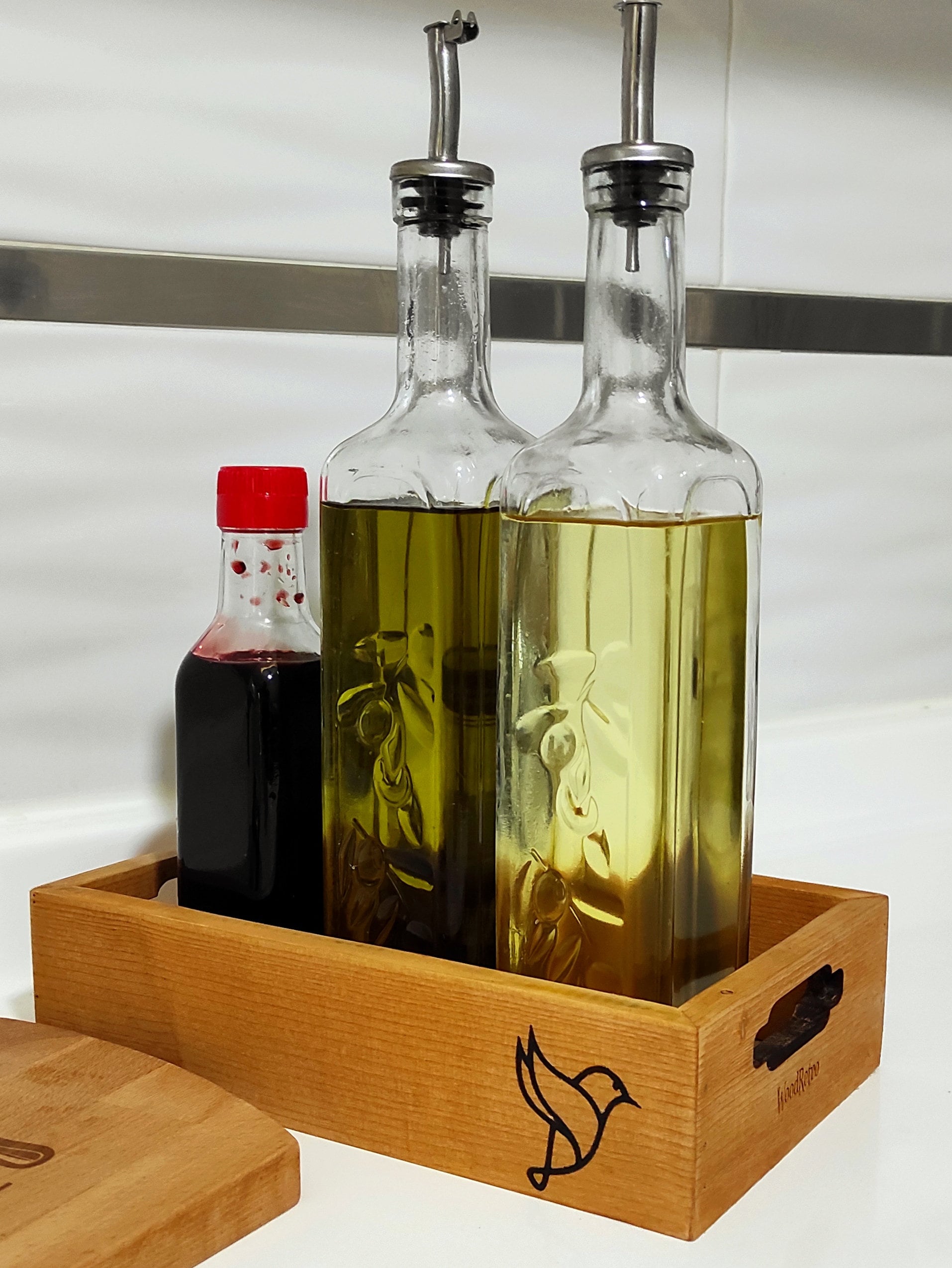 Wooden Kitchen Storage Box, Oil Bottle Holder. Jar Holder. Oil ...