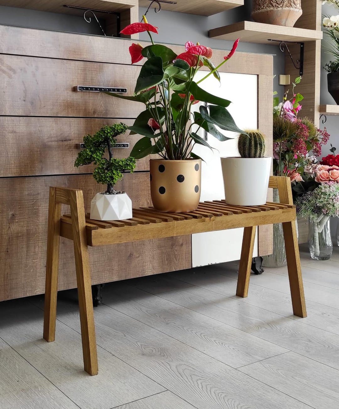 Flower Pots Holder Bench, Plant Stands for Indoor Plants, Plant Riser ...